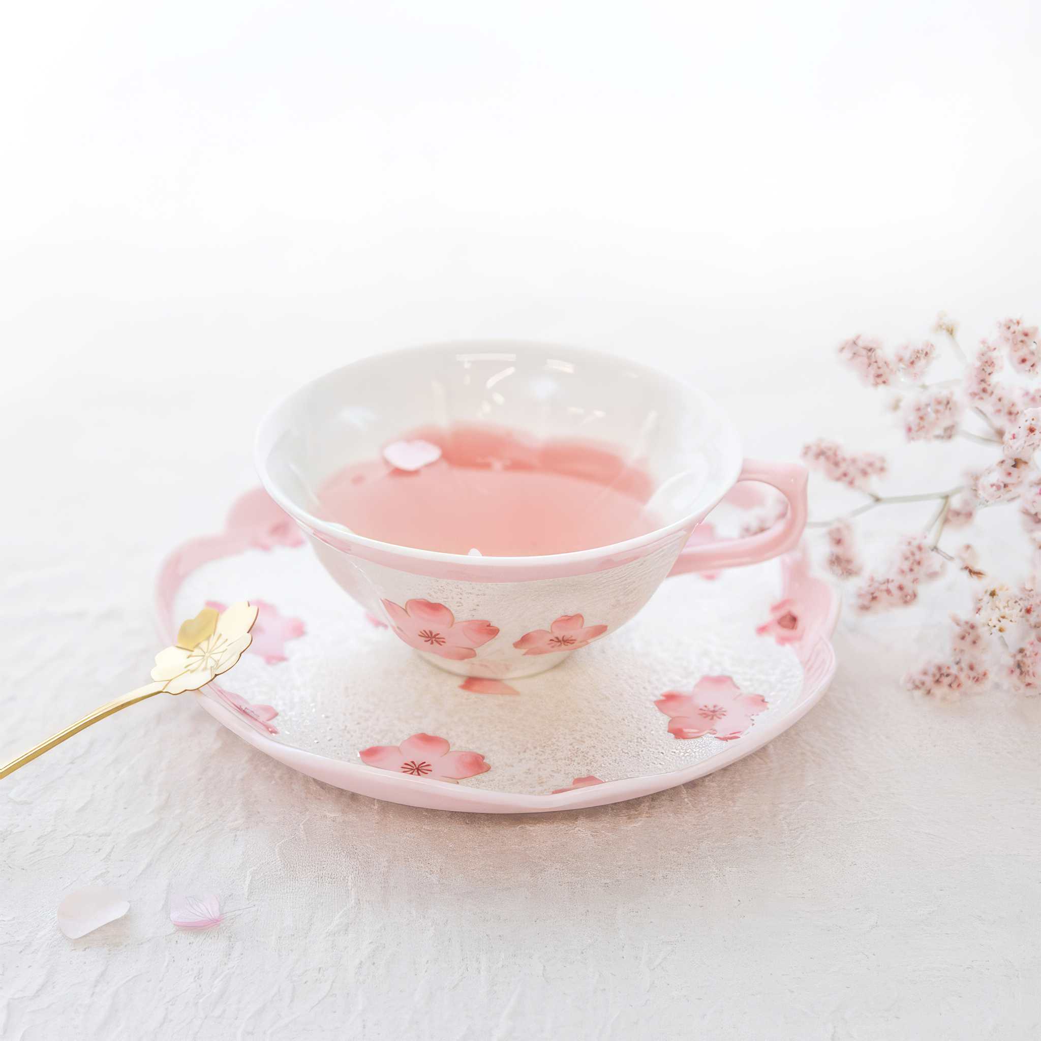 Cherry Blossom Handmade Western Tea Cup with Saucer - Pink – ZenwareCrafts